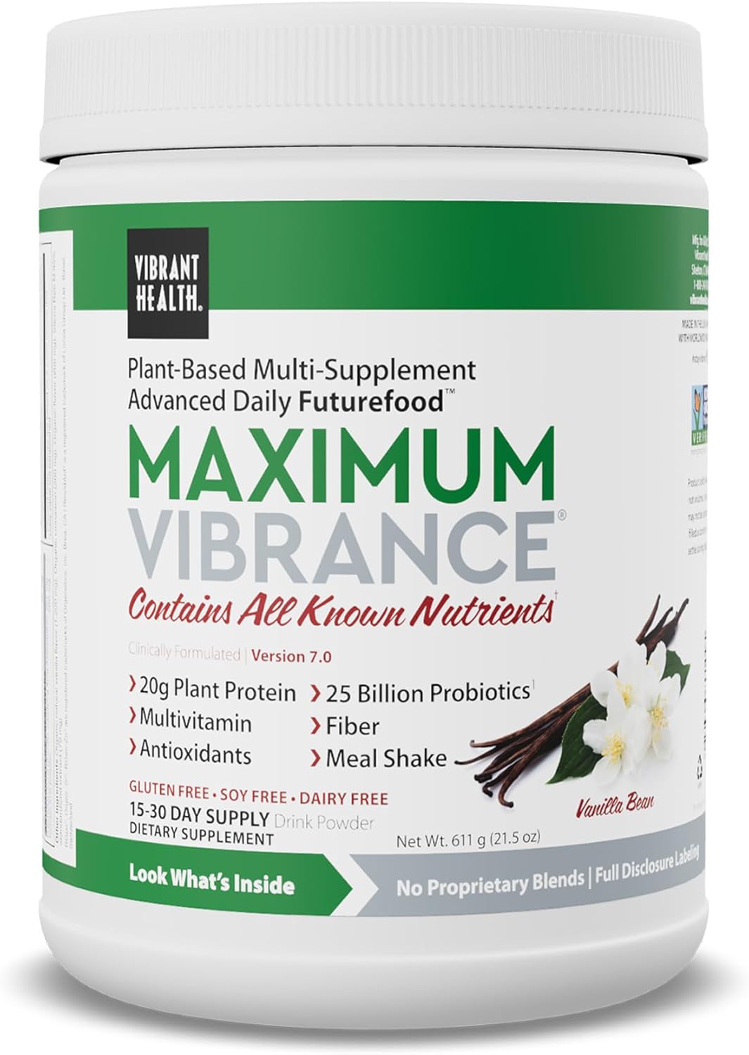 Vibrant Health, Maximum Vibrance, Complete Vegan Meal Shake with Plant
